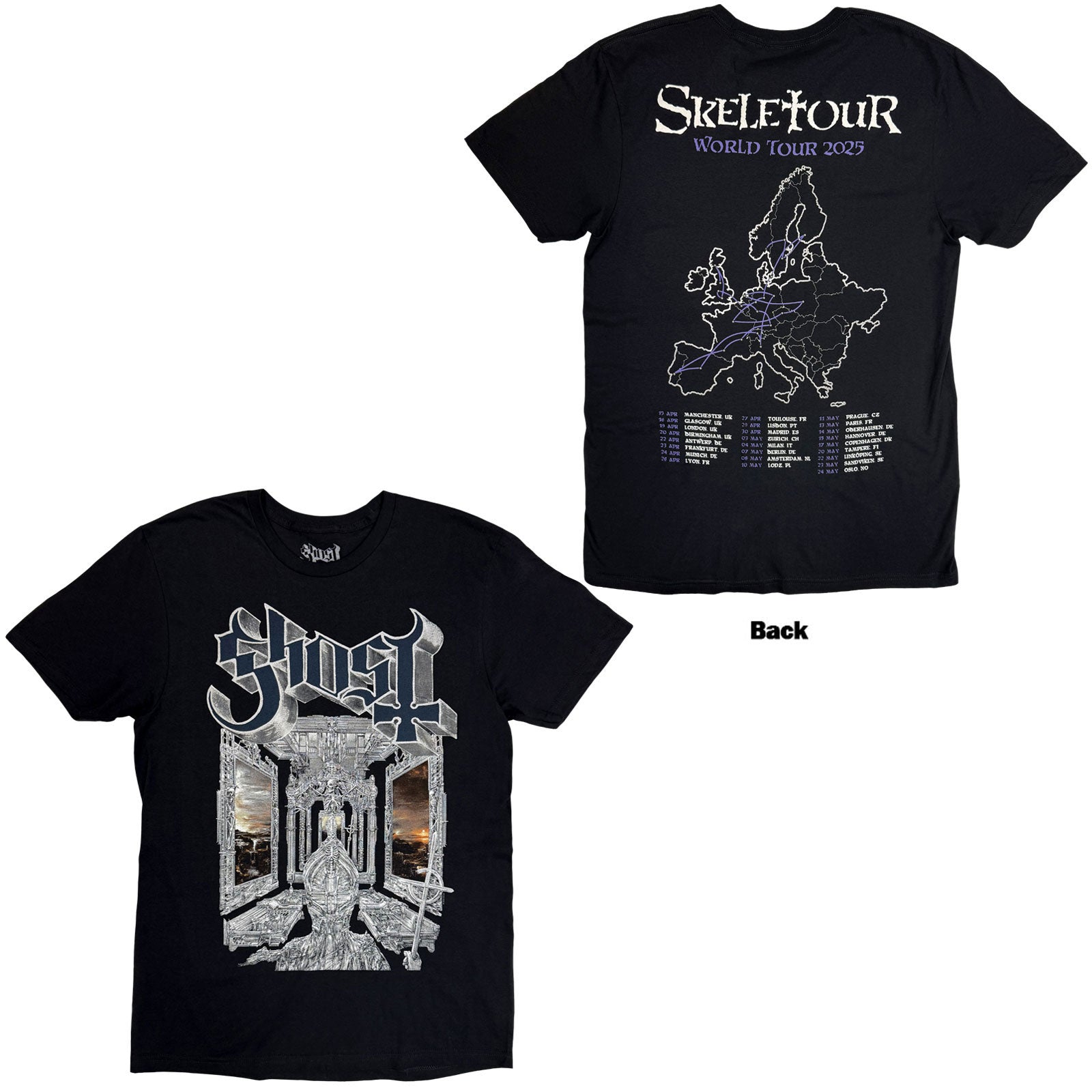 GHOST - SKELETA ALBUM COVER &25 TOUR DATES - T-Shirt Black (Back Print ...